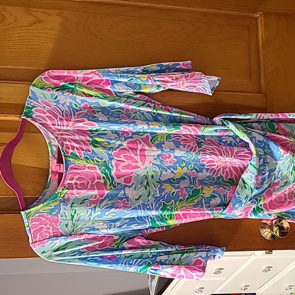 Lilly Pulitzer Blue Bunny Business Kassi Dress Ruffle - Gem